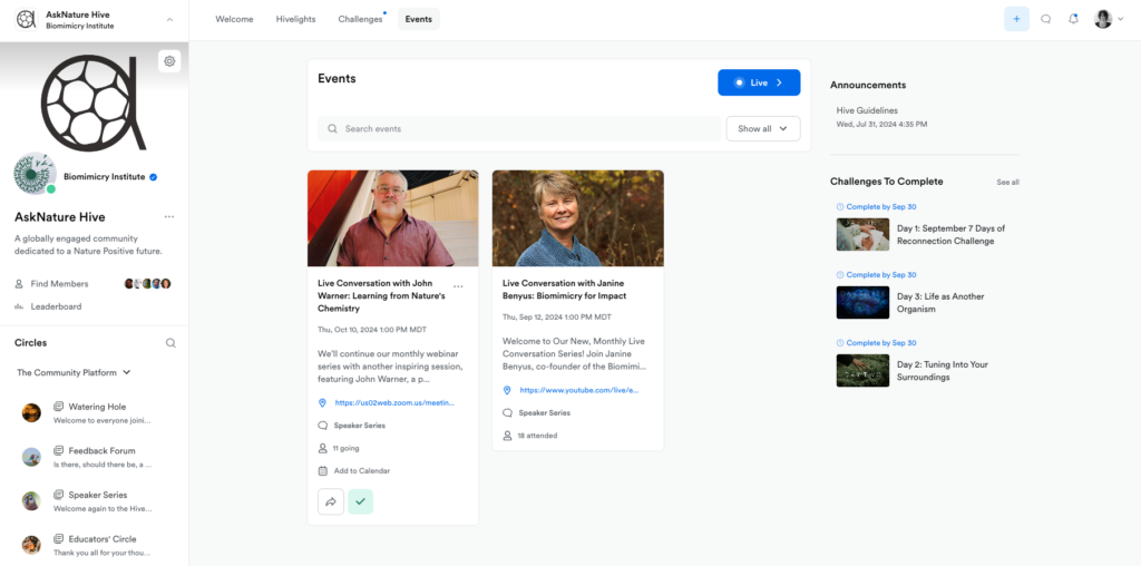 AskNature Hive: a global community - The Biomimicry Institute